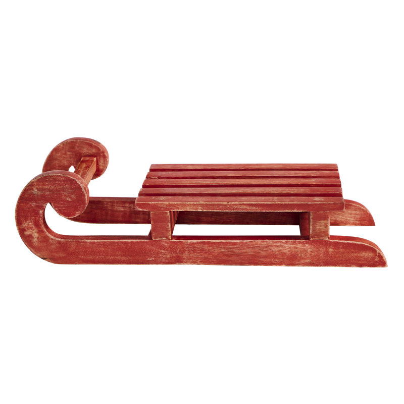 VHC Brands Festive Finds Red Sled Wooden Figurine 16x6x2.75 | Wayfair
