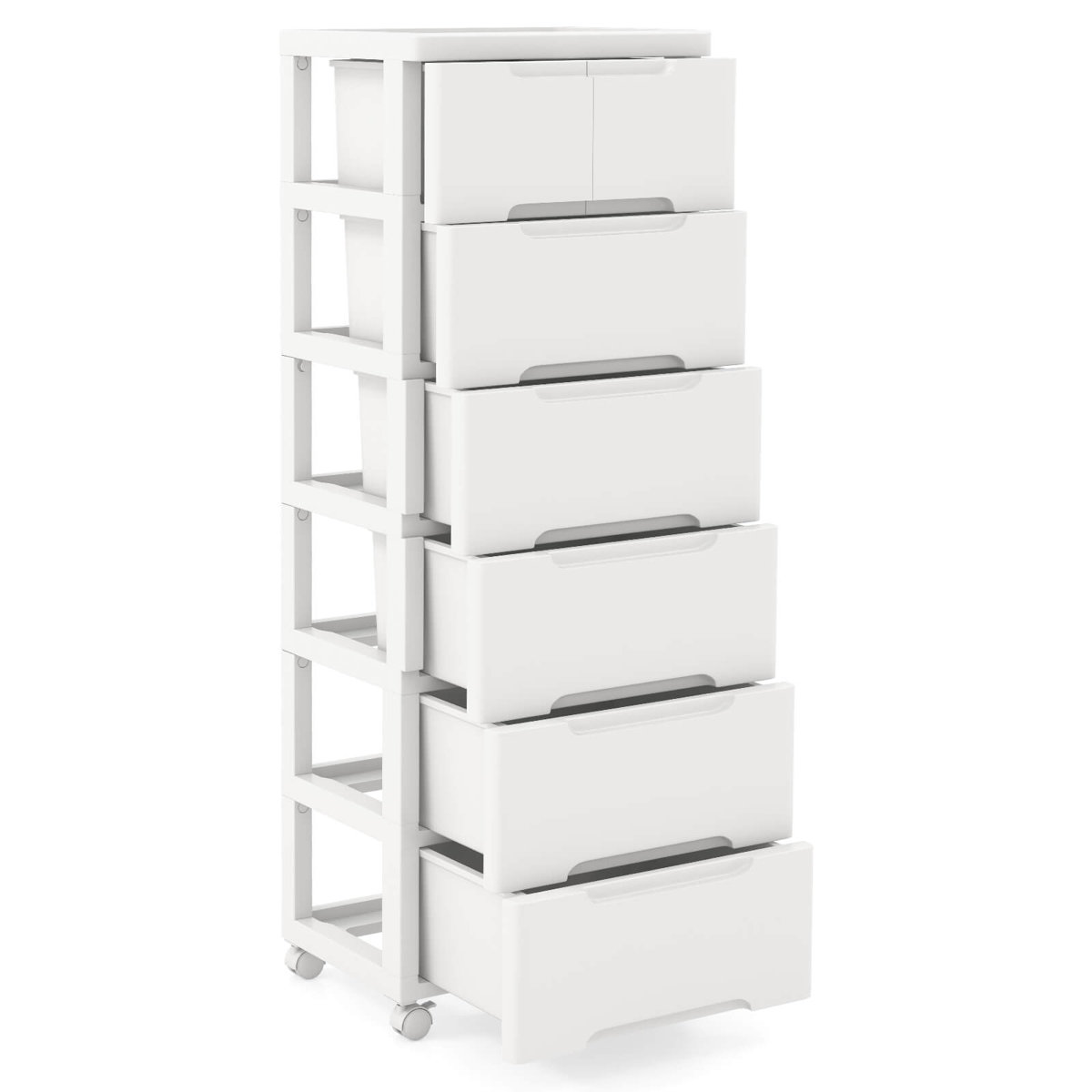Inbox Zero 1 Pcs 7-drawer Plastic Rolling Storage Cart With 4 Universal ...