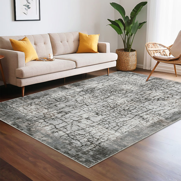 17 Stories Area Rug for Living Room Abstract Fading Design Vintage Rug ...