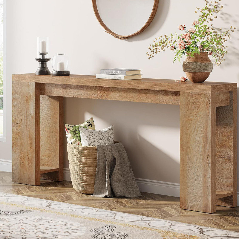 Loon Peak 70.9-Inch Extra Long Console Table, Farmhouse Wood Sofa Table ...