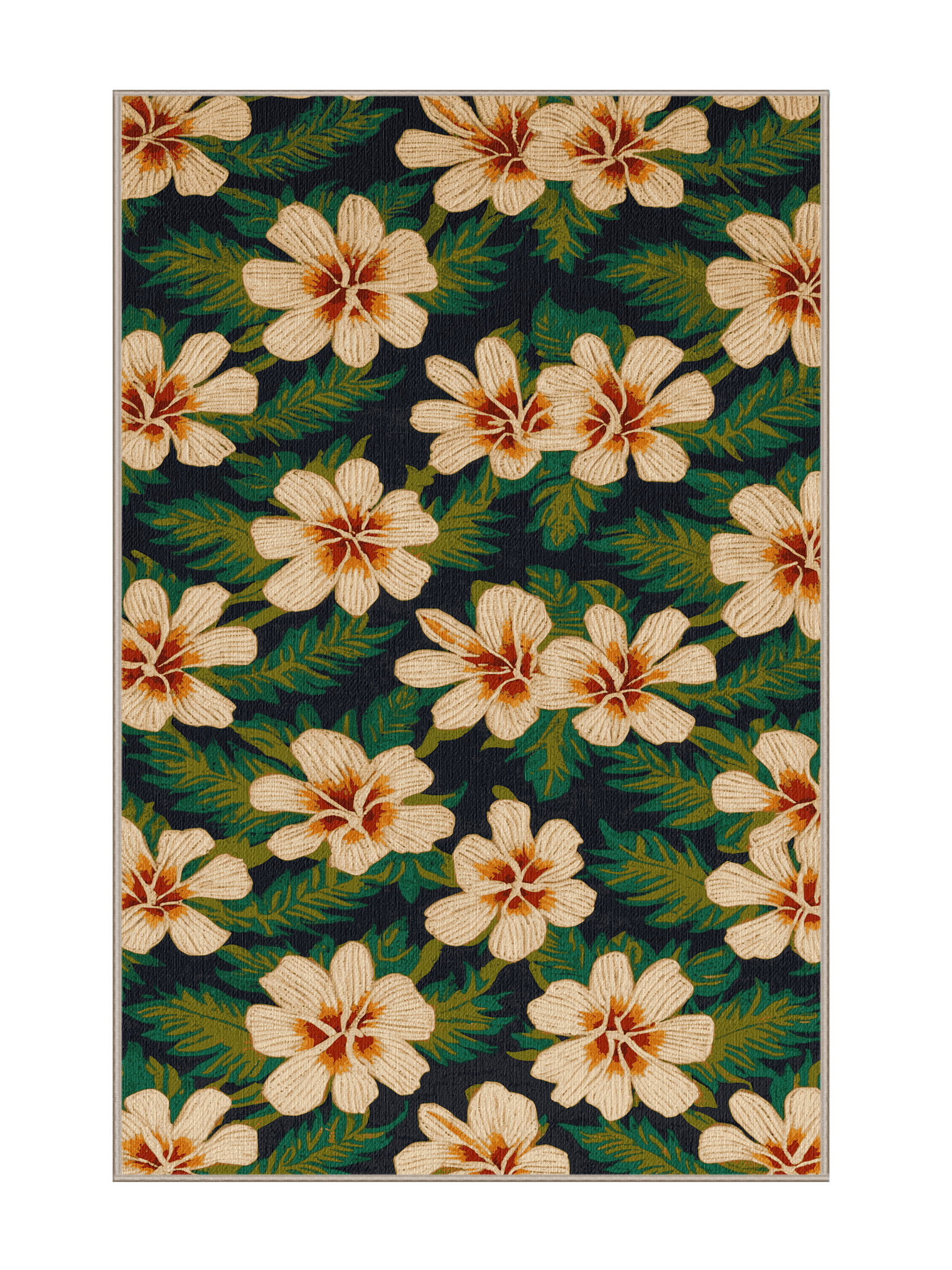 Bayou Breeze Washable Ginger Flowers Hawaiian Area Rug | Wayfair