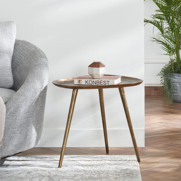 17 Stories Table de bout en métal fabriquée à la main 19 po Endsley ...