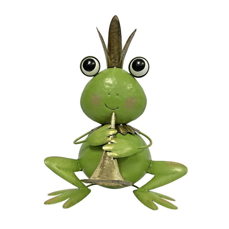 Ophelia & Co. Metal Frog Prince Garden Statue Playing Instrument ...