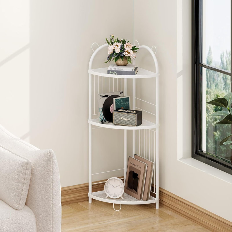 Ebern Designs Small Corner Shelf Metal Bathroom Corner Shelf 3 Tier ...