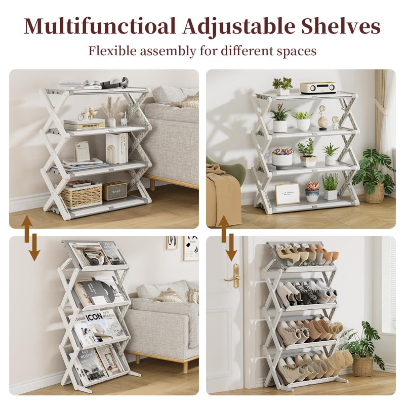 Rebrilliant Shoe Rack Storage Organizer, Adjustable Angled Shoe Shelf ...