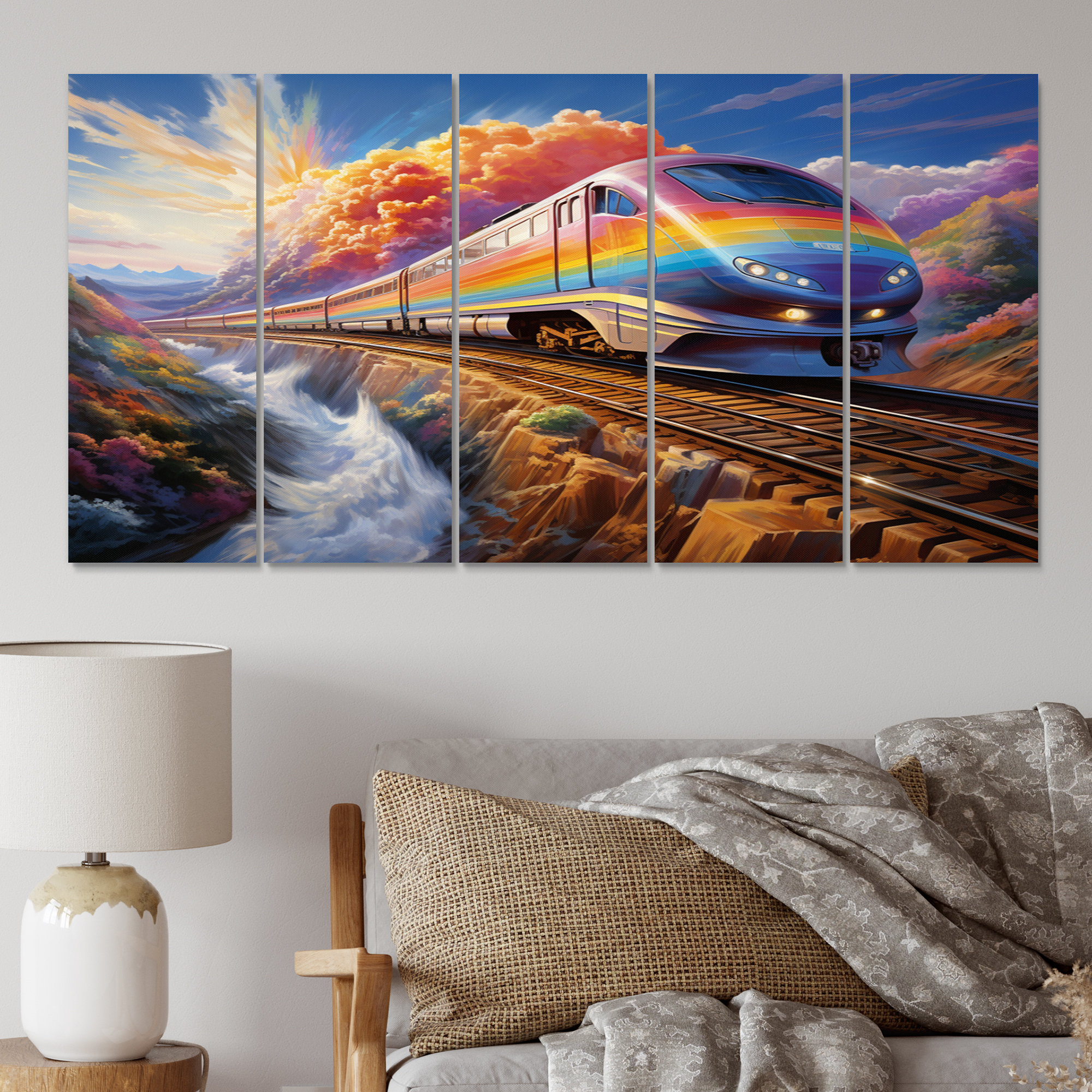 Millwood Pines Rainbow Color Train 1950S I On Canvas 5 Pieces Print ...