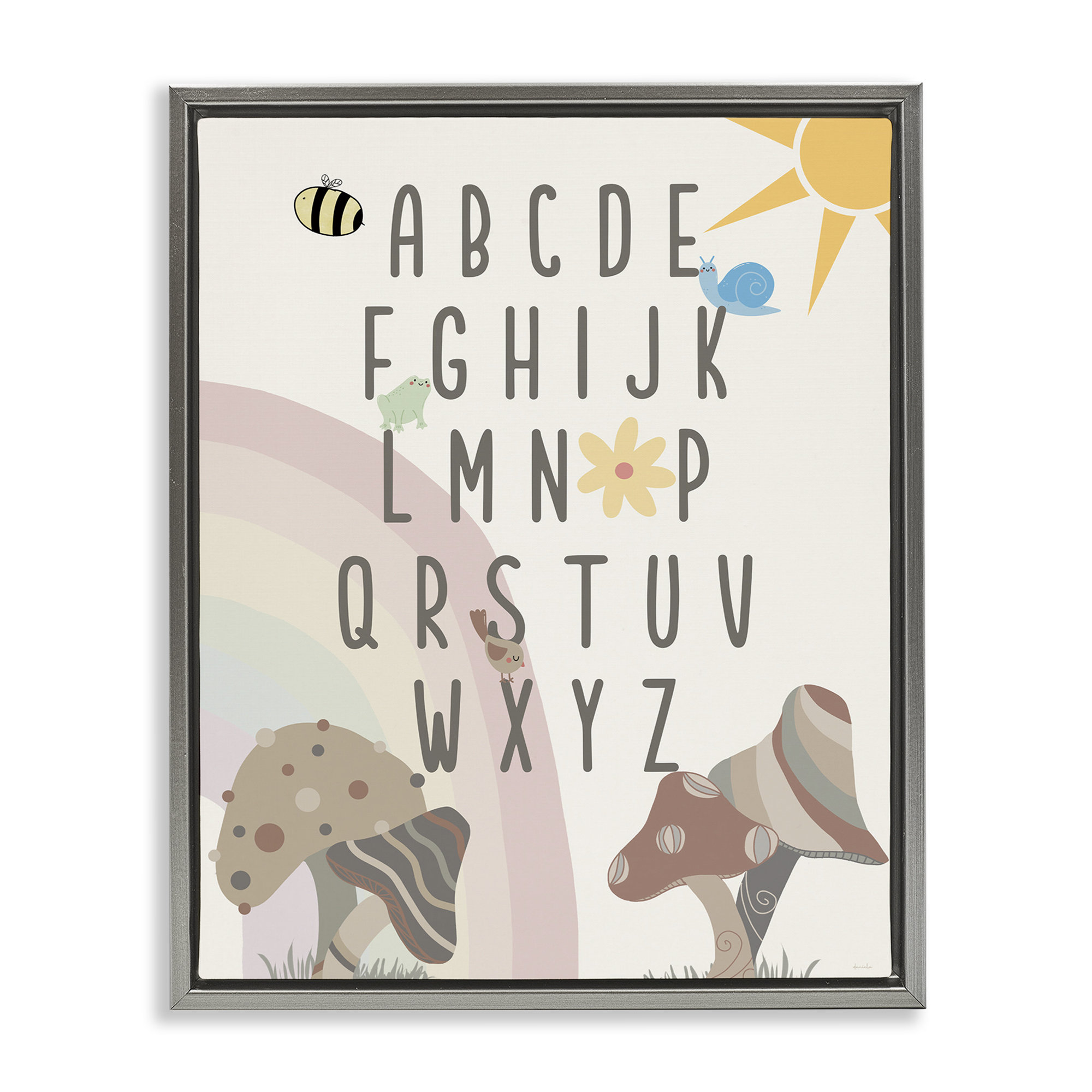 Harper Orchard Neutral Mushrooms Alphabet Framed Floater Canvas Wall ...