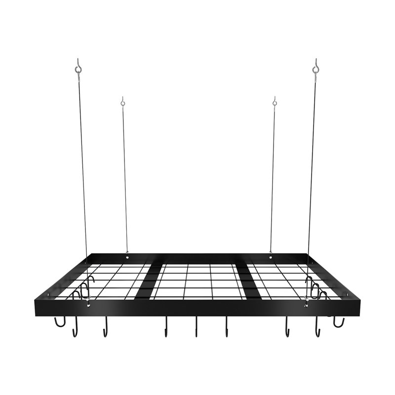 Prep & Savour Hanging Ceiling Pot Rack 30 Inches Iron Rectangle for ...