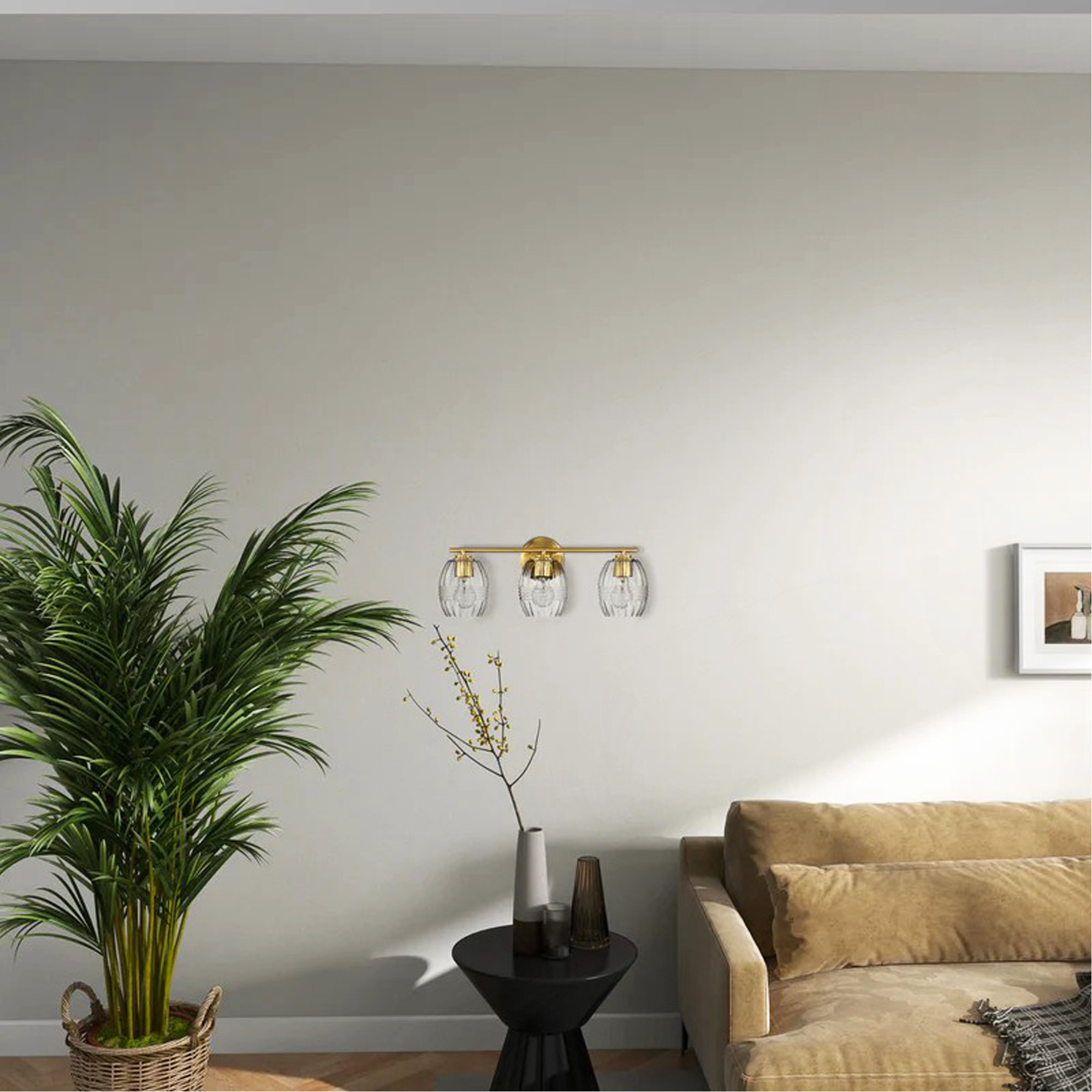 Red Barrel Studio® Luster Three Lights Vanity With Clear Glass For Bathrooms Above Mirror Wall ...