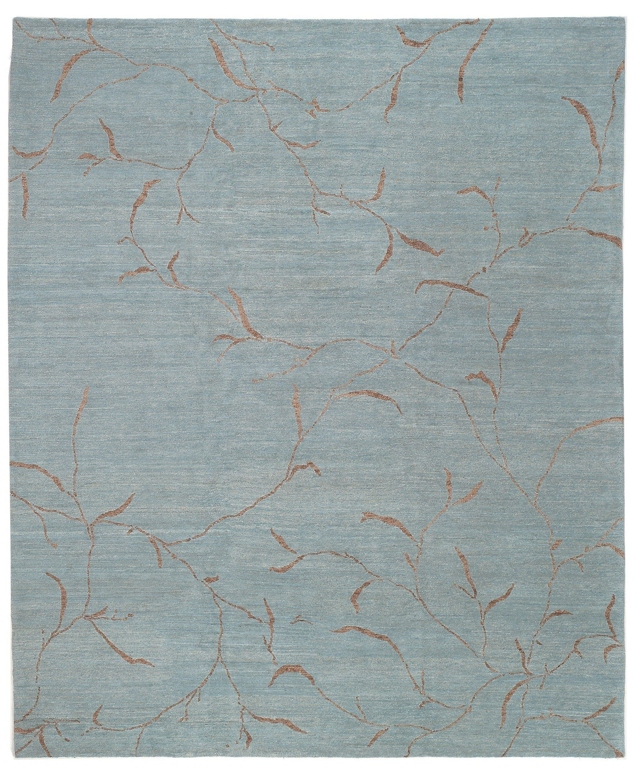 Tufenkian Iceplum Floral Hand-Knotted Wool Area Rug in Blue/Brown | Wayfair