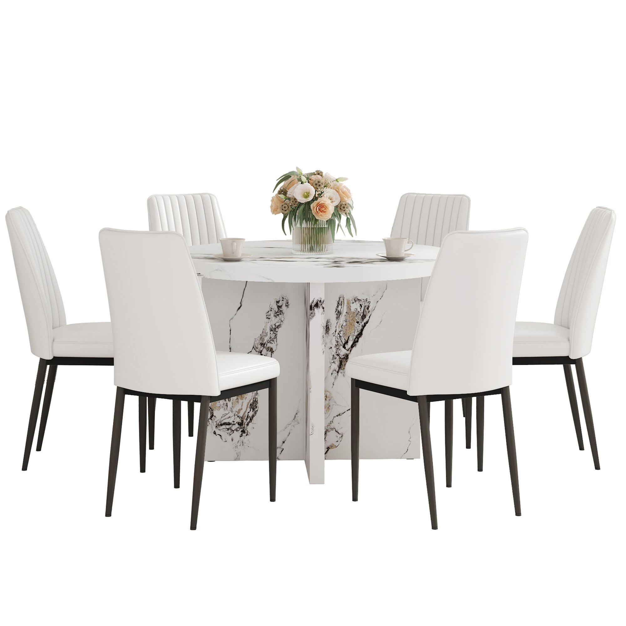 George Oliver Round Dining Table For 4-6 Solid/Manufactured Wood | Wayfair