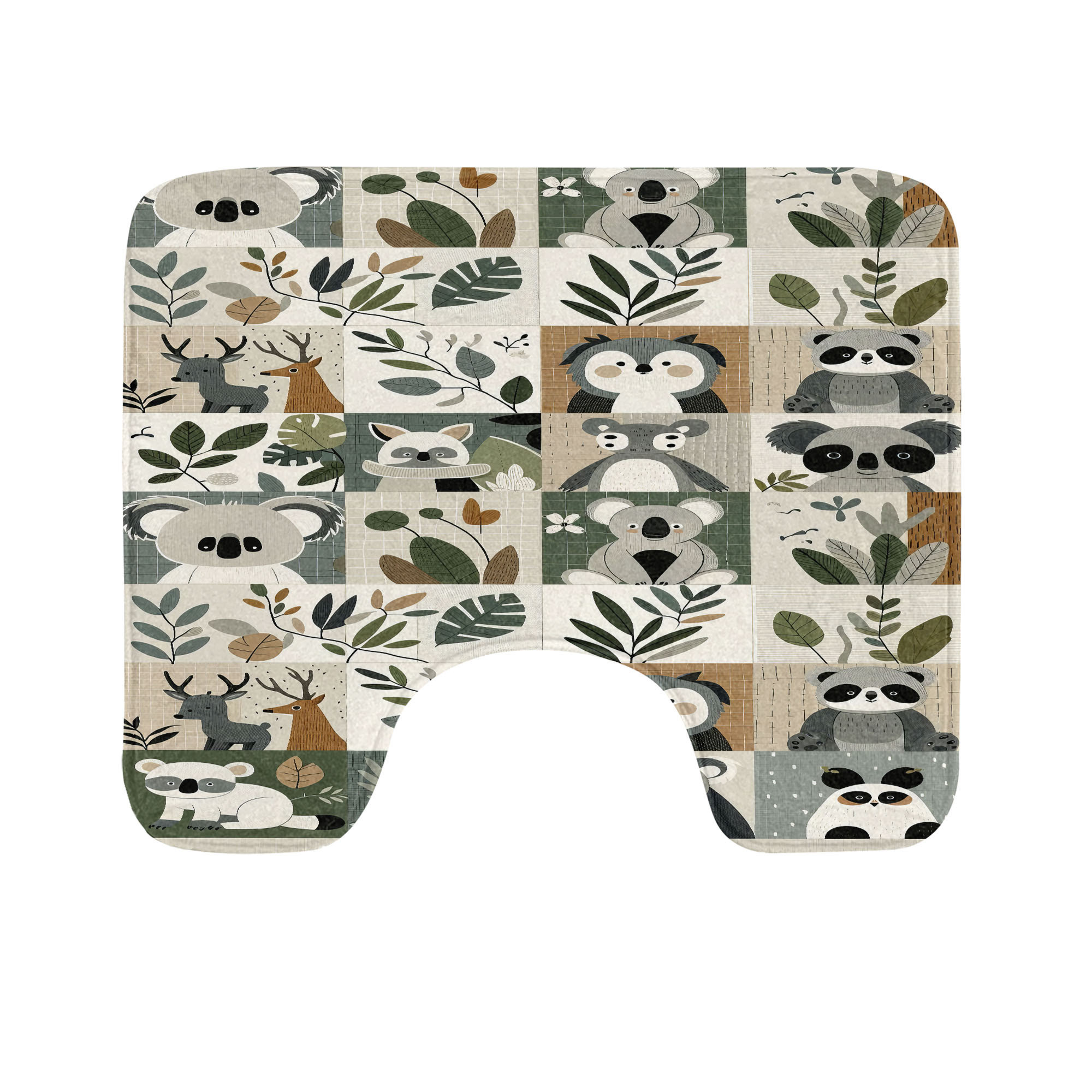 Dakota Fields Animals Toilet Mat U-Shape Bathroom Rug 20" Blue Grey ...