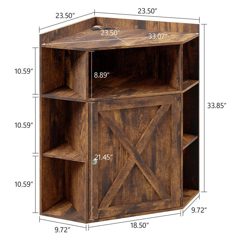 Gracie Oaks Corner Storage Shelf With USB Ports And Outlets Industrial ...