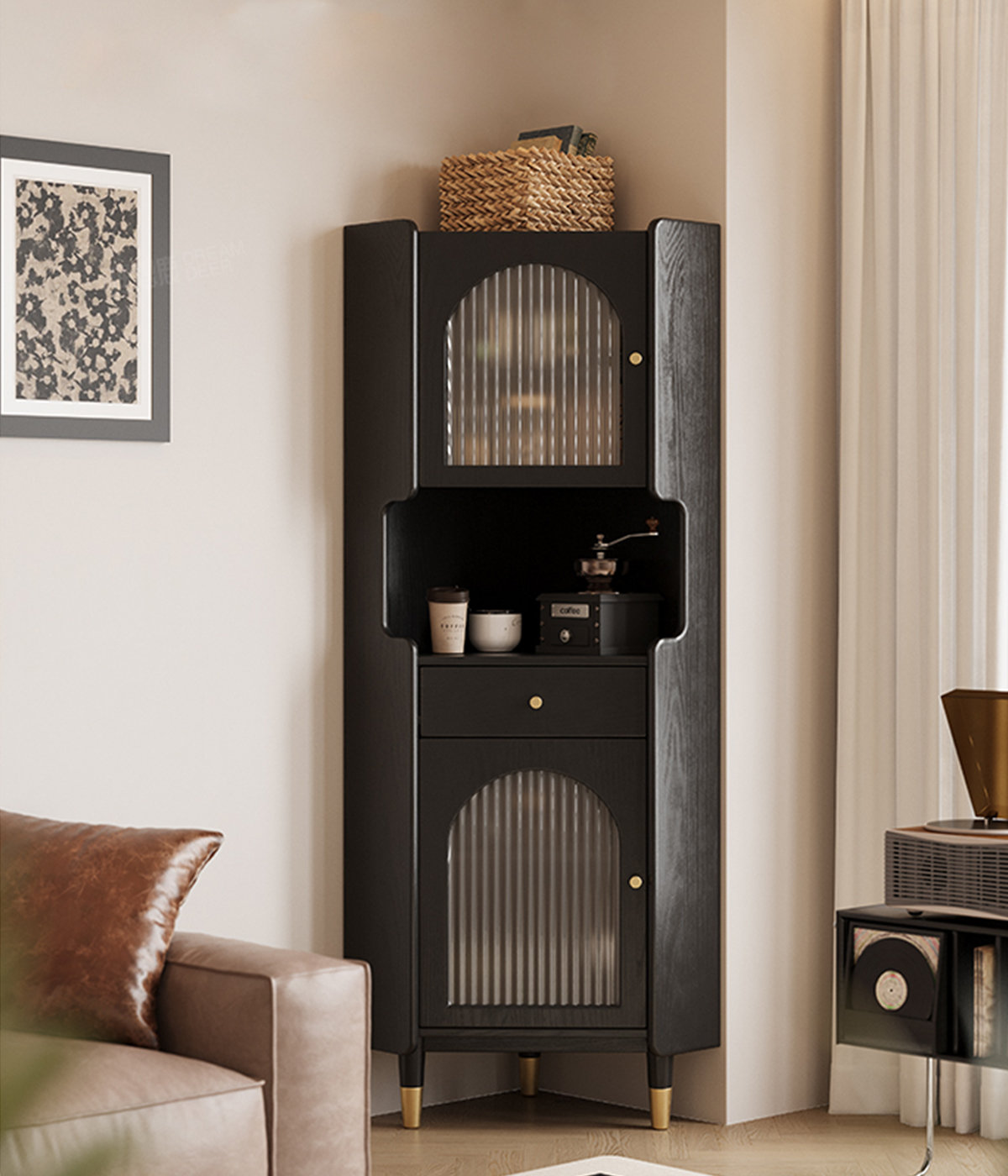 Corrigan Studio® 64.57" Black Corner Solid Wood Display & China ...