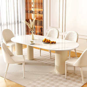 Orren Ellis Luxe Creamy Dining Table with Roman Column Legs & Reviews ...
