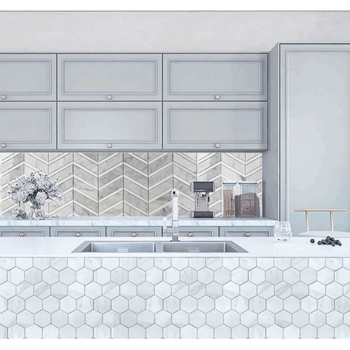 Mango Tile Roma 9" x 16" Marble Herringbone Mosaic Wall & Floor Tile ...