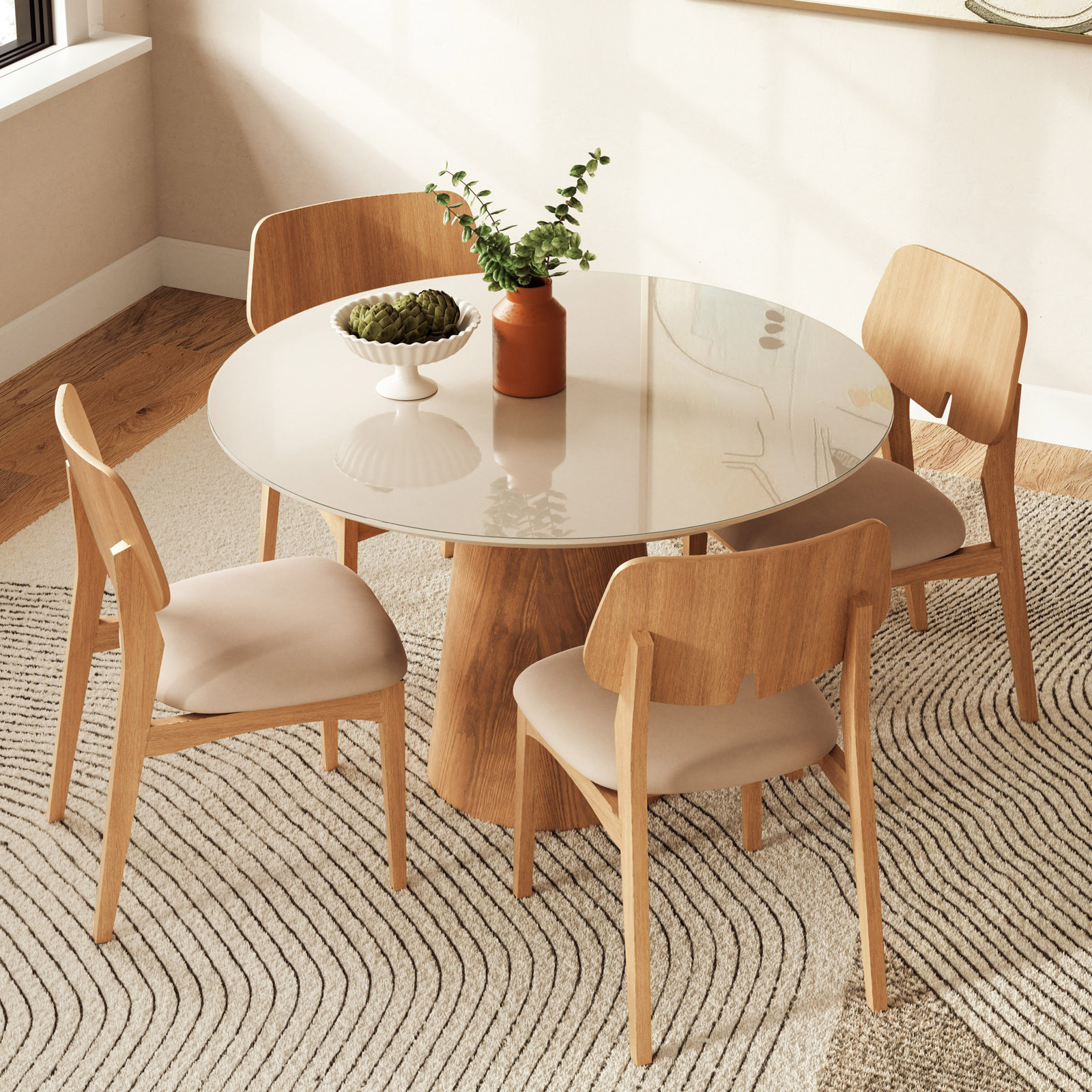 AllModern Burdon 47" Glass Top Pedestal Dining Table & Reviews | AllModern