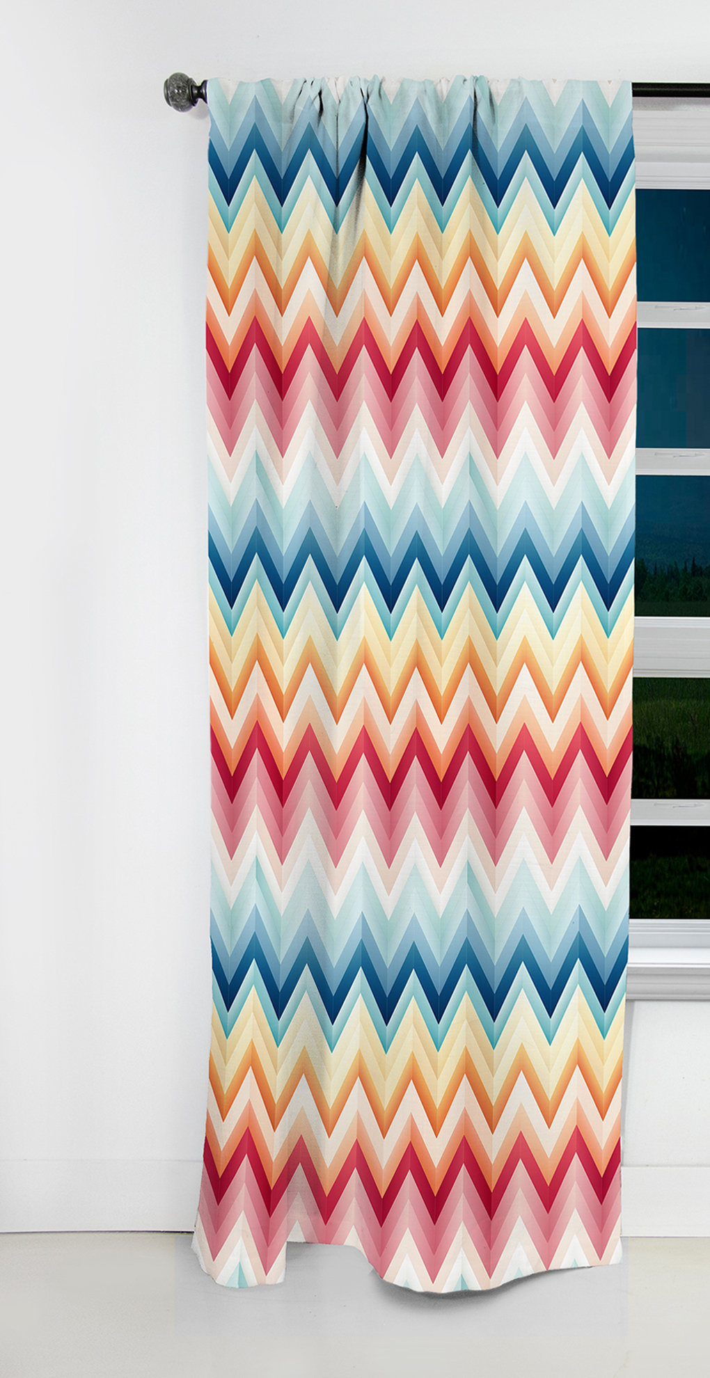 Design Art Retro Midcentury Chevron Pattern - Chevron Curtain ...