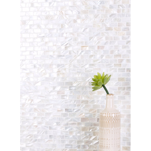 WS Tiles Mother of Pearl 0.6" x 1.2" Seashell Brick Joint Mosaic Sheet ...