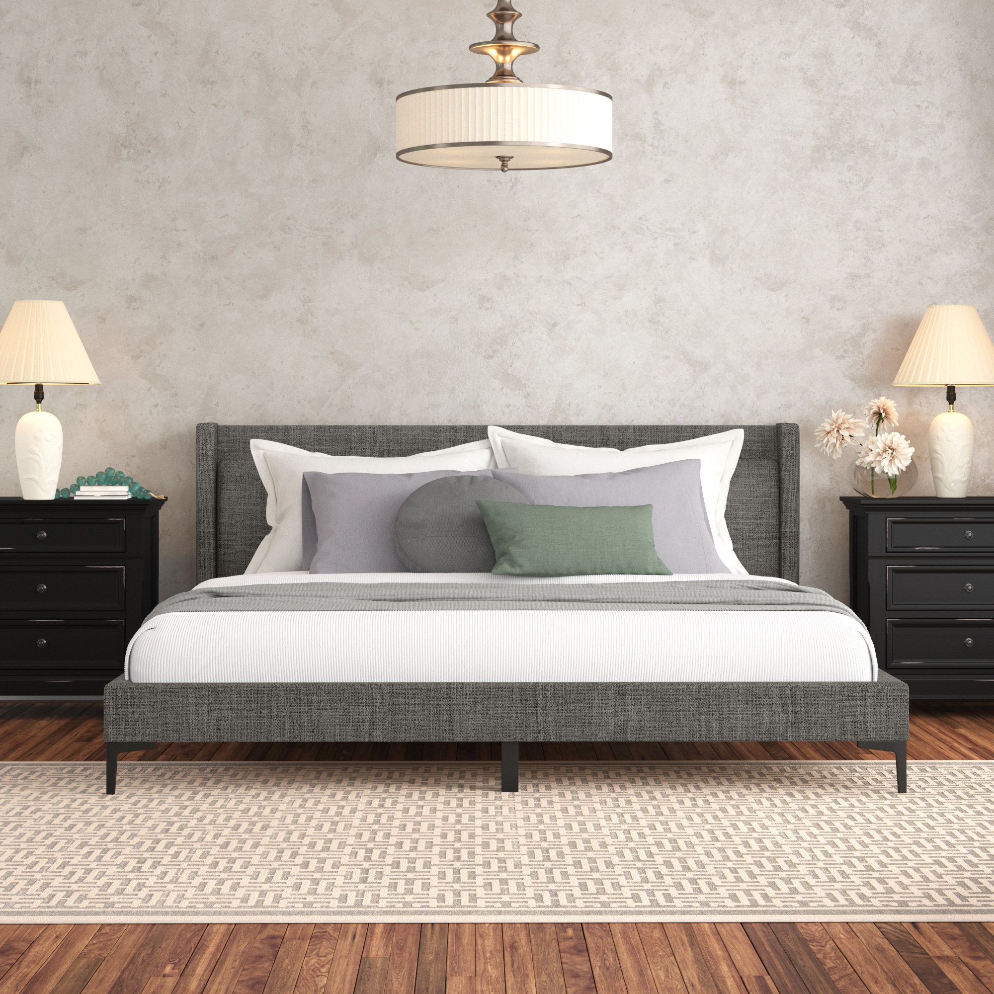 Armen Living Legend Upholstered Low Profile Platform Bed & Reviews ...
