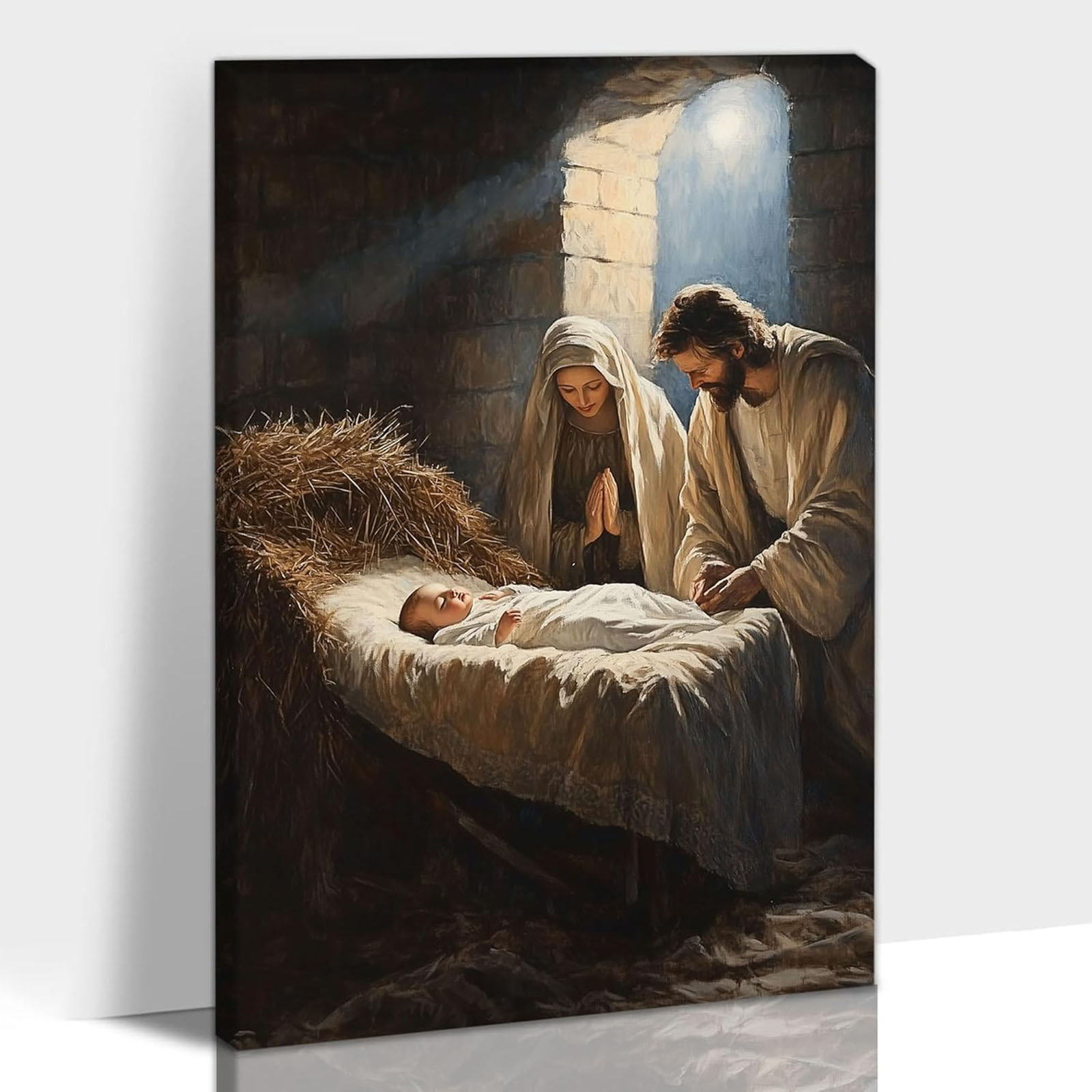 Fleur De Lis Living Nativity Canvas Wall Art Decor, Christmas Birth Of ...