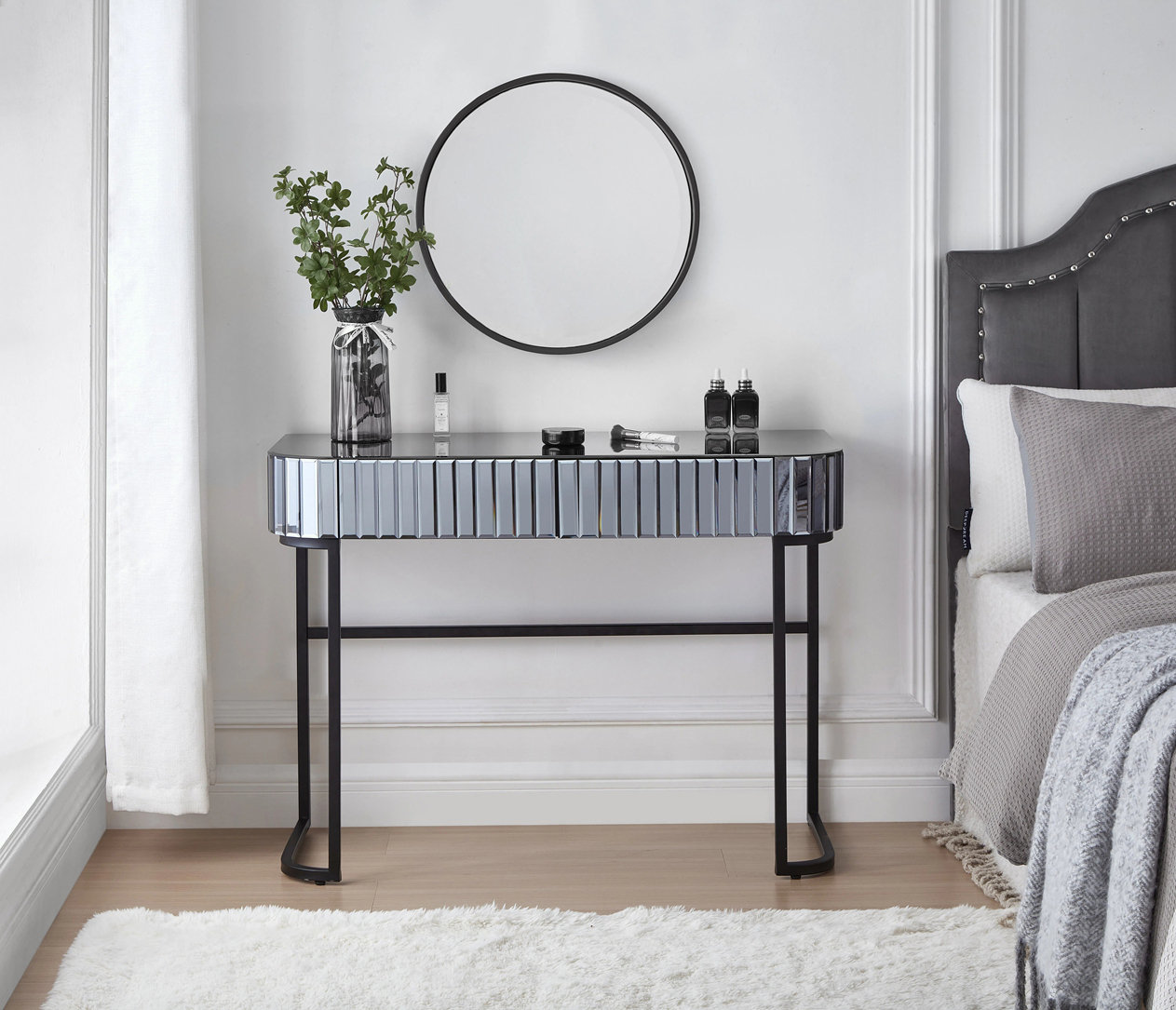 Mercer41 39" Mirrored Makeup Vanity Table - Wayfair Canada