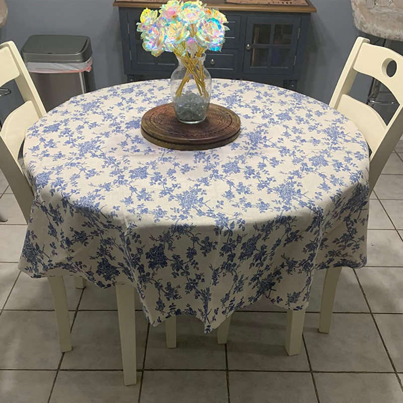 Red Barrel Studio® Round Tablecloth - 60 Inch Dia. - Linen Fabric Table ...