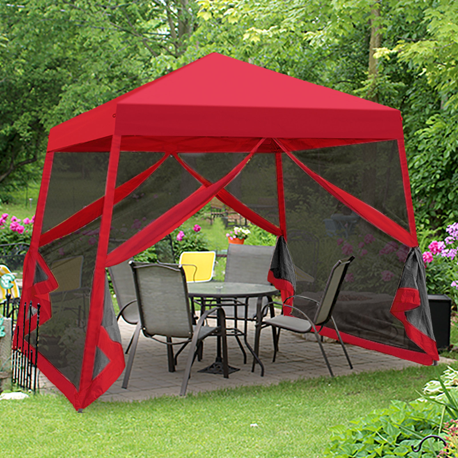 EAGLE PEAK Pop up Patio Gazebo Pop up Patio 10 Ft. W x 10 Ft. D Slant ...