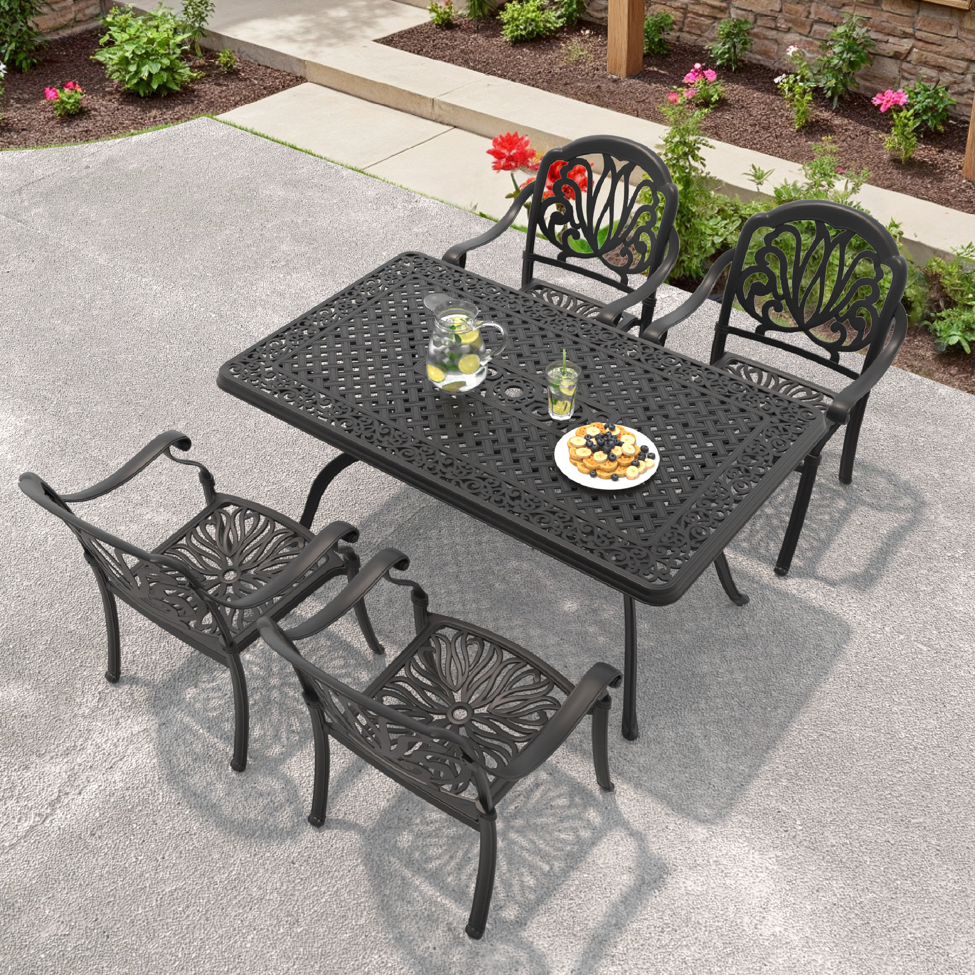 Bloomsbury Market Versatile 5-piece Cast Aluminum Patio Furniture Set ...