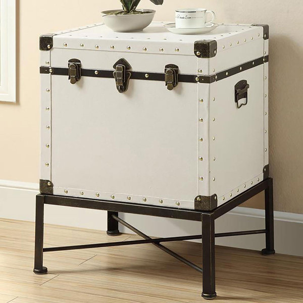 17 Stories Klowi Accent Trunk with Nailhead Trim in White | Wayfair