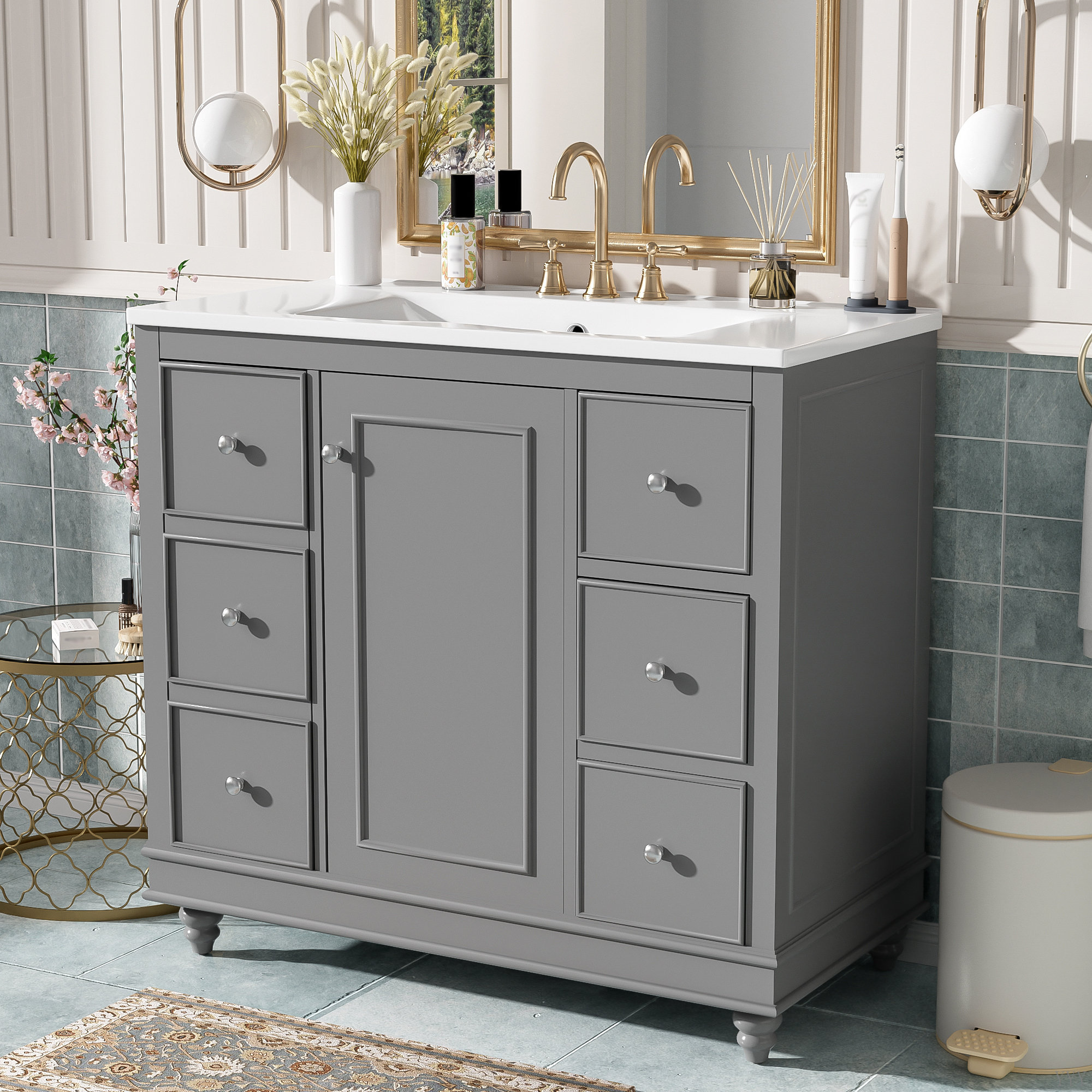 Canora Grey Modern Bathroom Vanity With Ceramic Sink Combo – 36X18.3X34 ...