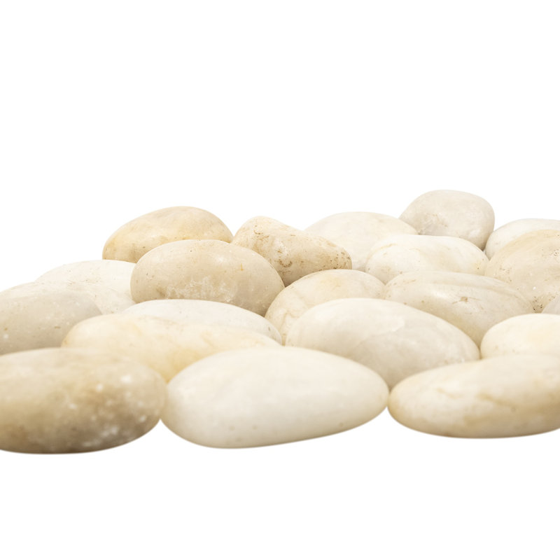 Highland Dunes 30lb 3 - 5 Inch White Polished River Pebbles For Garden ...