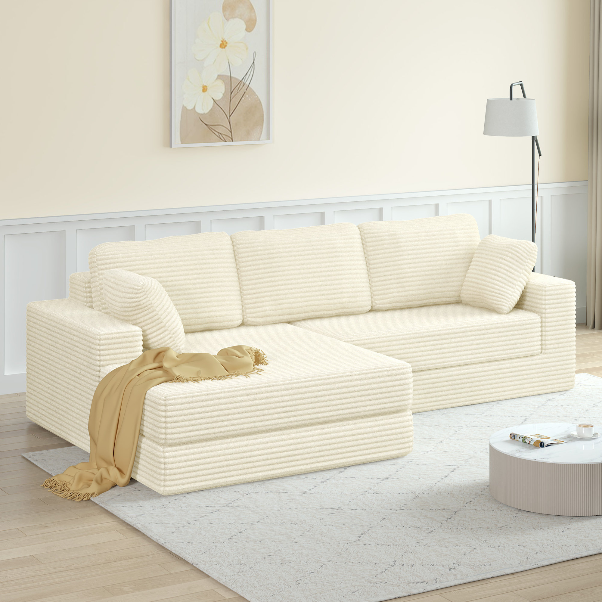 Ebern Designs Left sofa seat,L shape Modular Sectional Sofa, Compressed ...