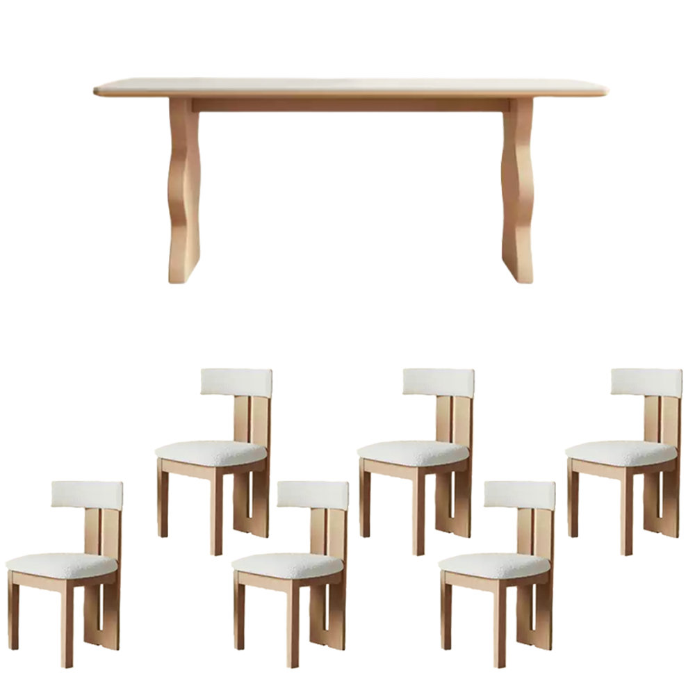 Zhang's SereneLodge Wavy feet sintered stone dining table set | Wayfair