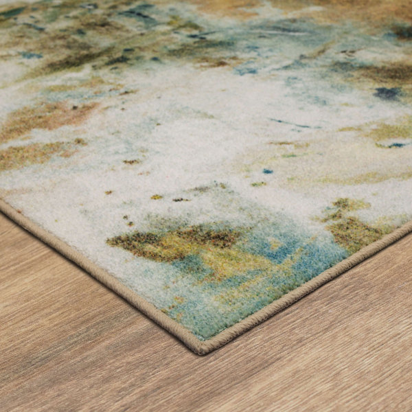 Ivy Bronx Hallberg Abstract Teal/Tan Area Rug & Reviews | Wayfair