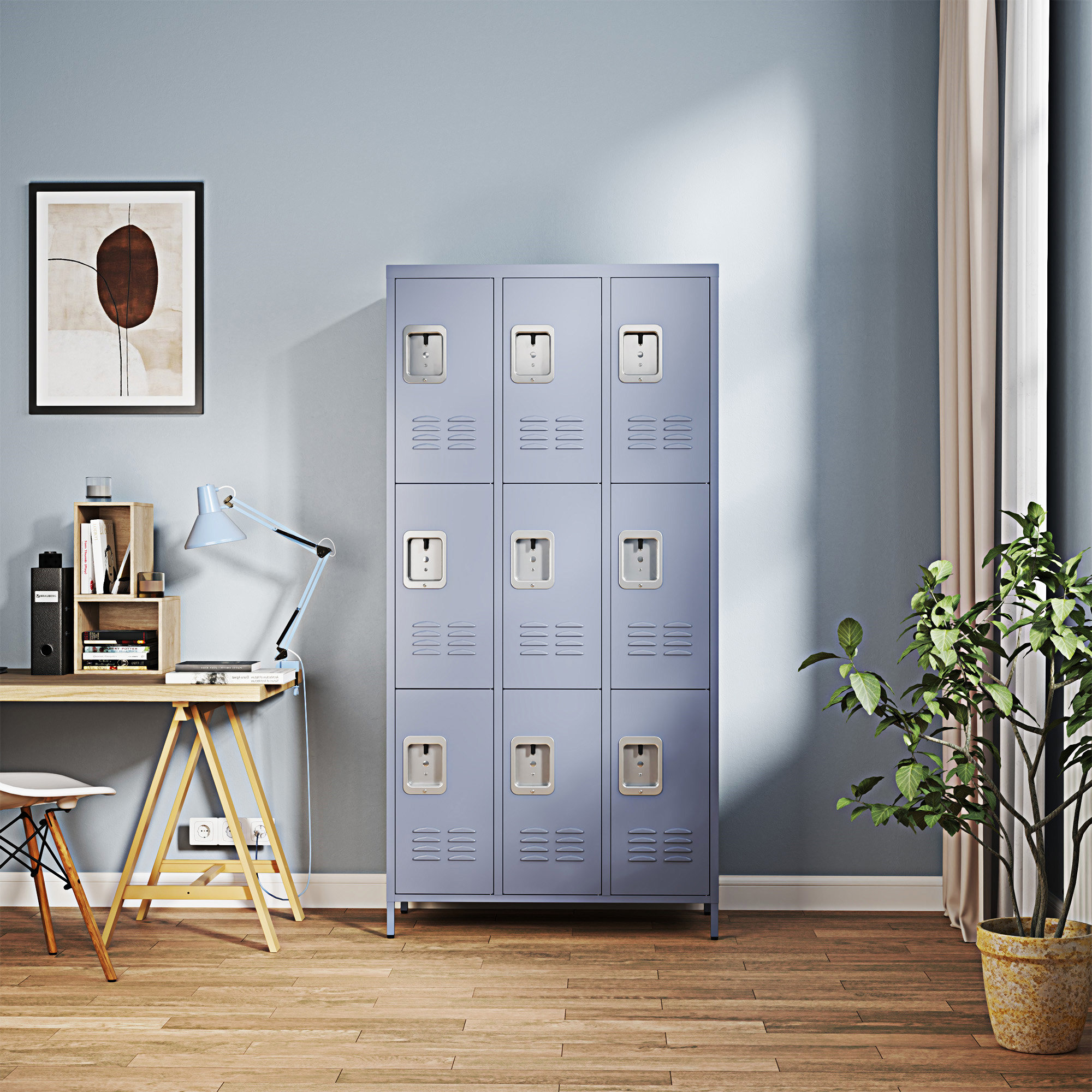 Inbox Zero 9 Door 72"H Metal Lockers With Lock For Employees | Wayfair