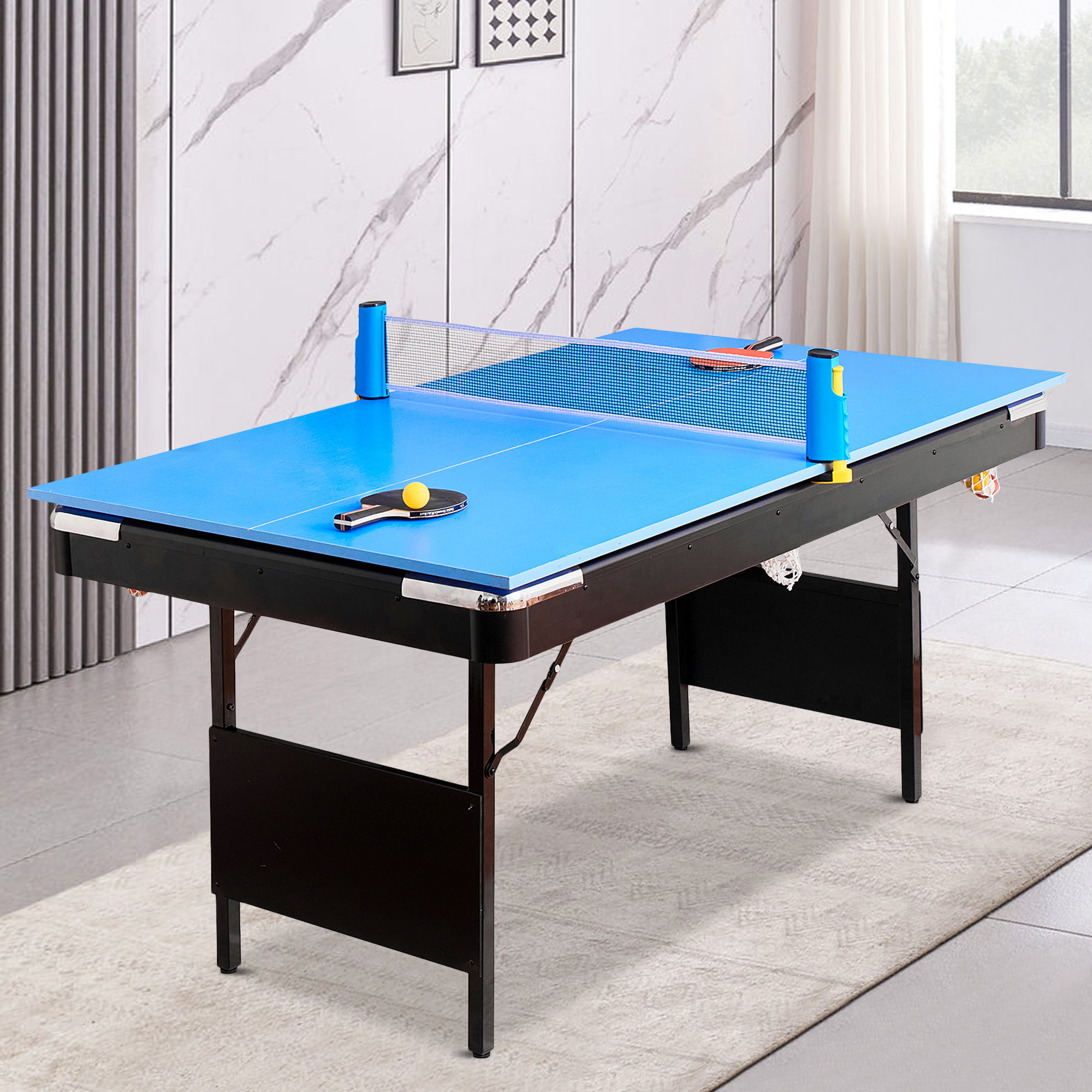 Vandia 5.5ft 3-in-1 Multifunctional Billiard, Pool, And Table Tennis ...