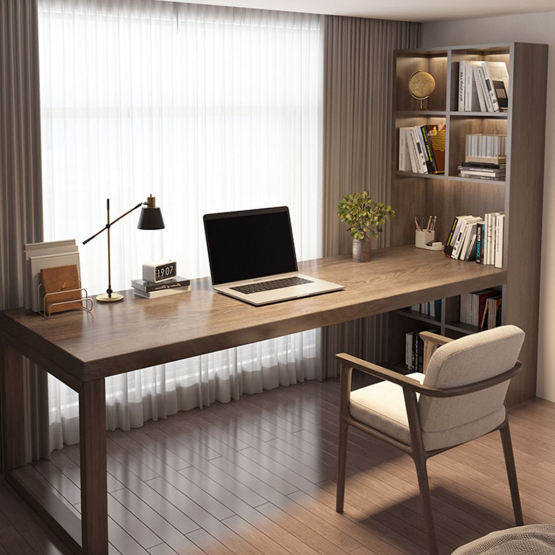 Furnire Lewi 94.49"NUT-BROWN Rectangular Solid Wood Office Sets ...