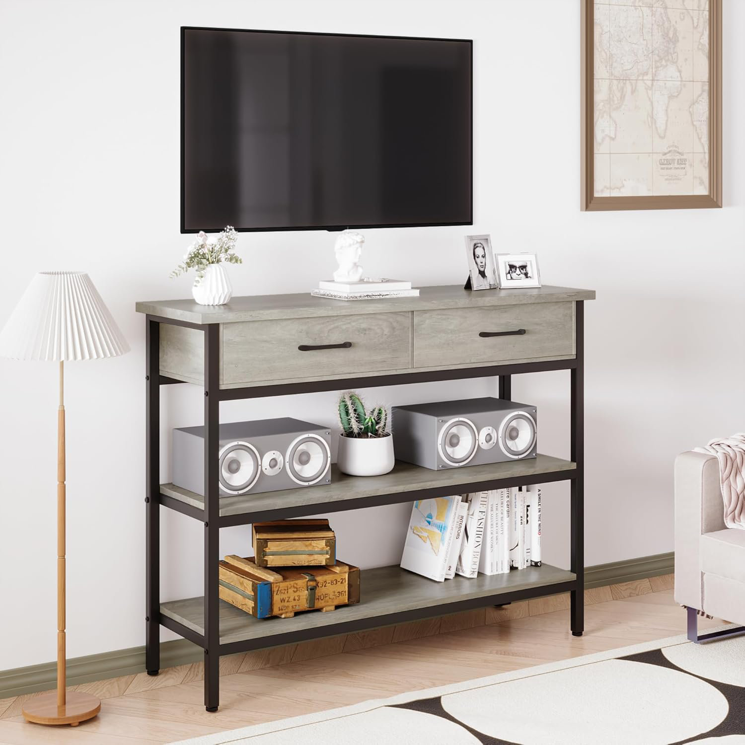 17 Stories Entryway Table With 2 Drawers, 3 Tier Console Table With ...