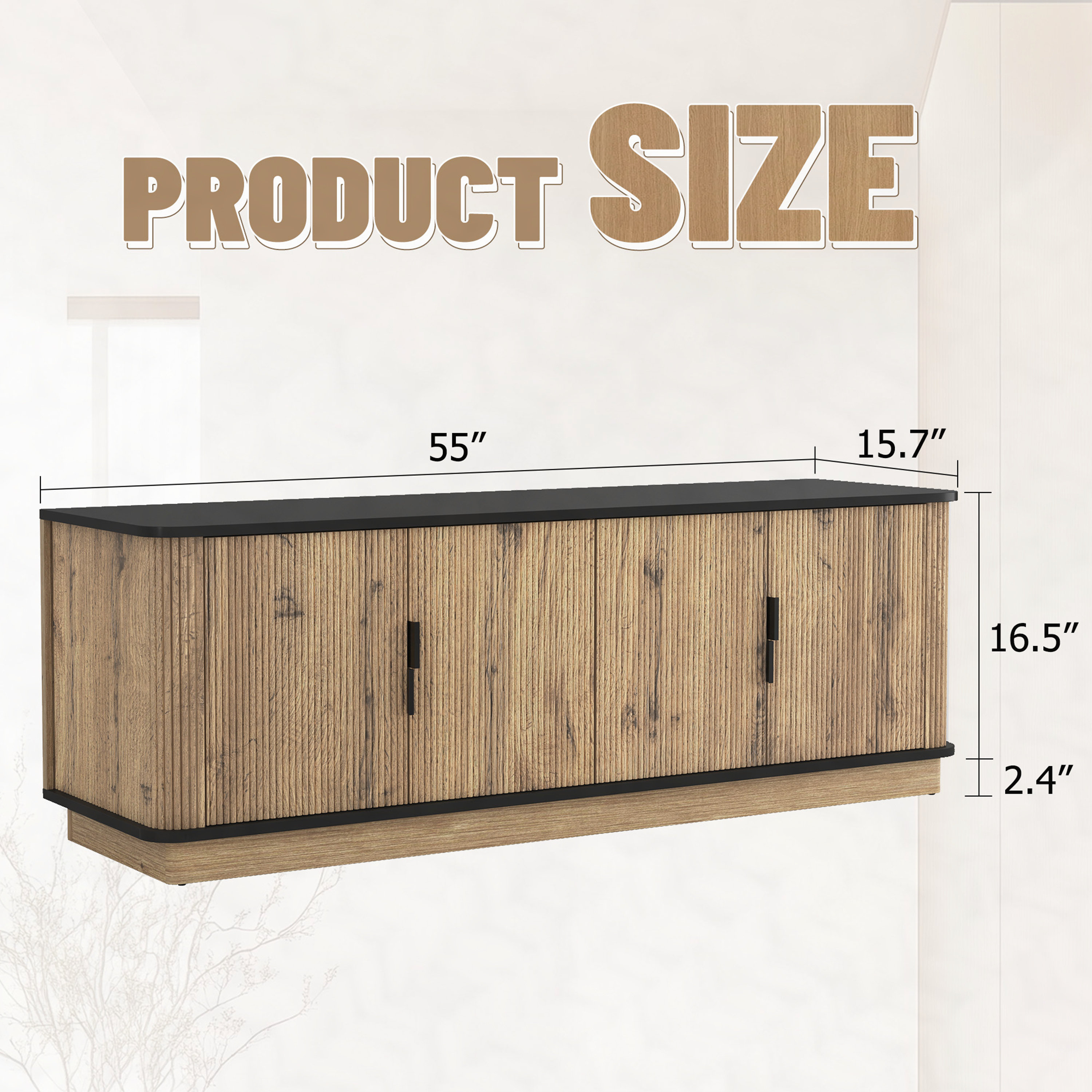 17 Stories Natural Wood Grain Four-Door MDF TV Cabinet, an ideal choice ...