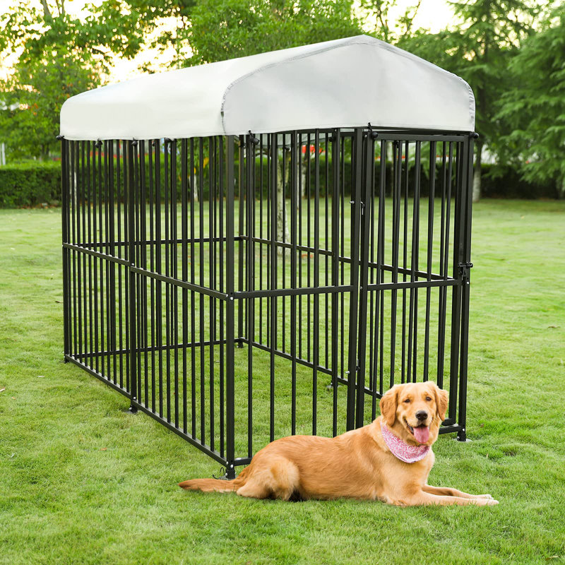 Vivijason Outdoor Dog Kennel, Heavy Duty Metal Frame Fence Dog Cage ...