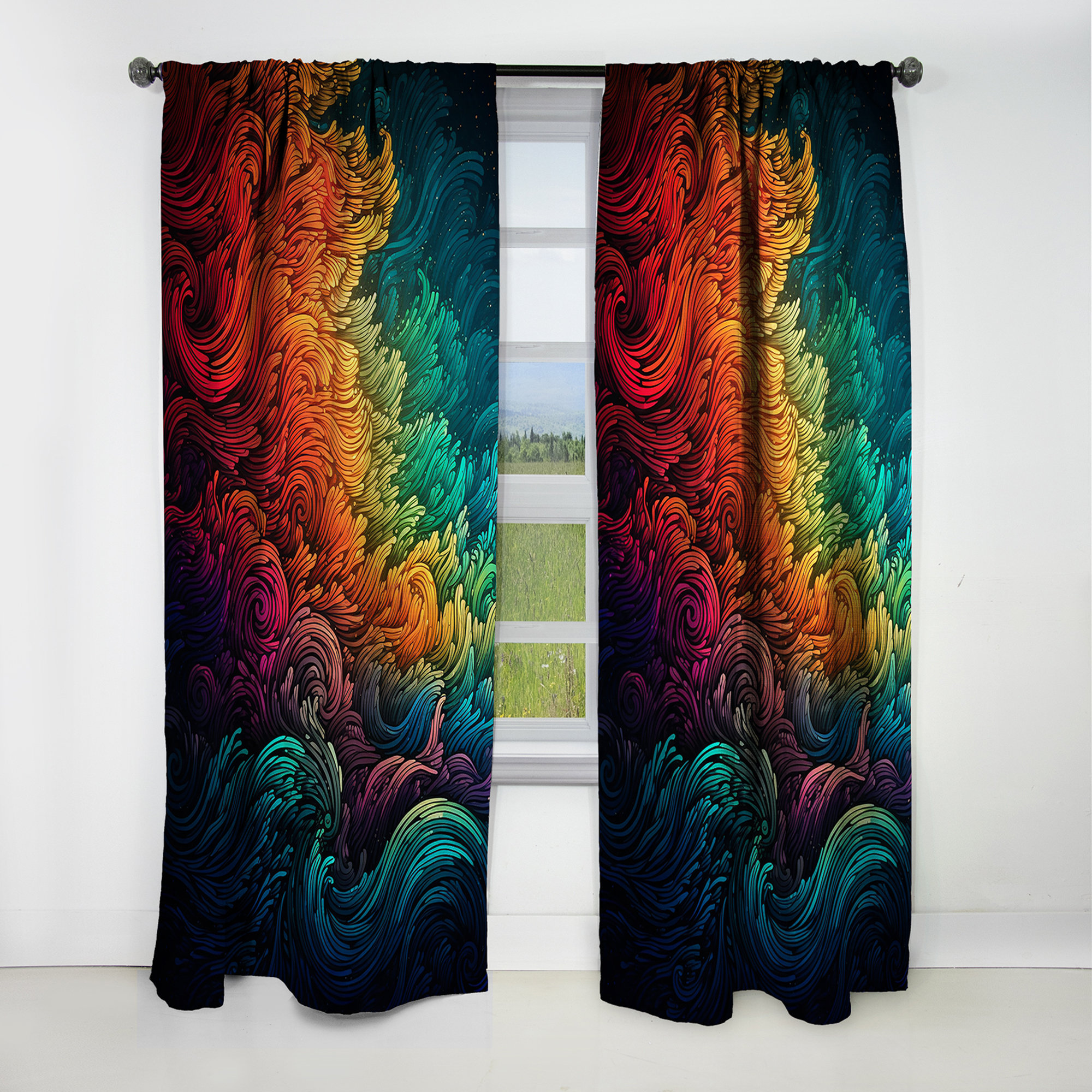 Orren Ellis Tokarz - Modern Waves Curtain - Blackout Abstract Curtain ...
