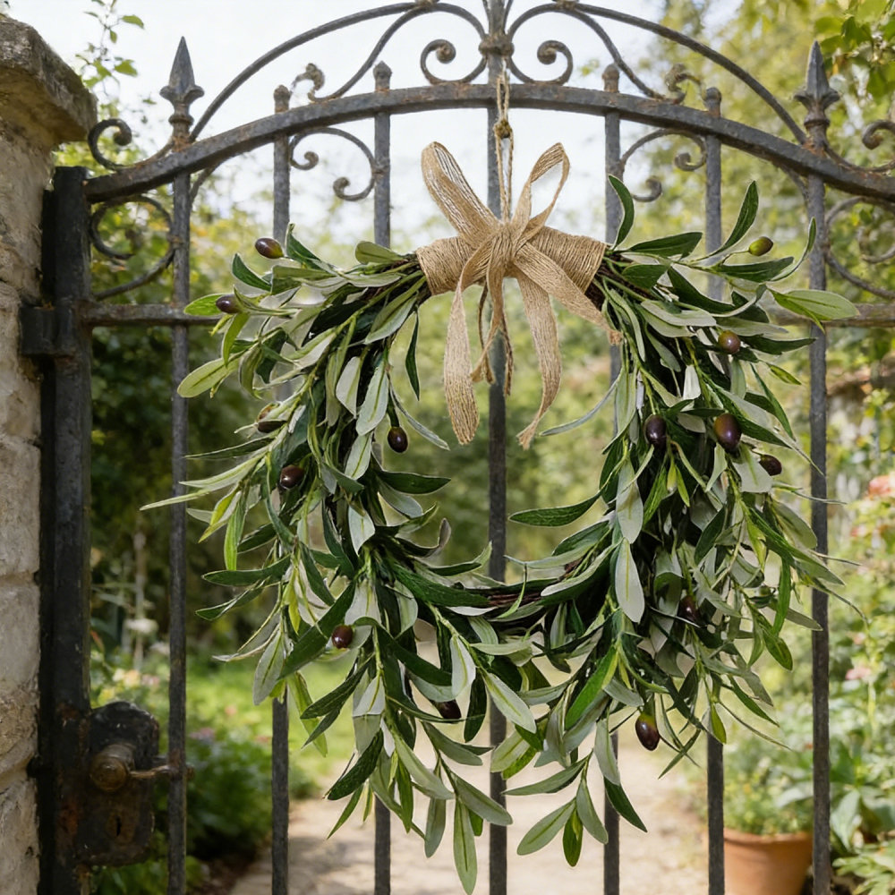 The Holiday Aisle® Artificial Olive Leaf & Fruit Wreath - Realistic ...