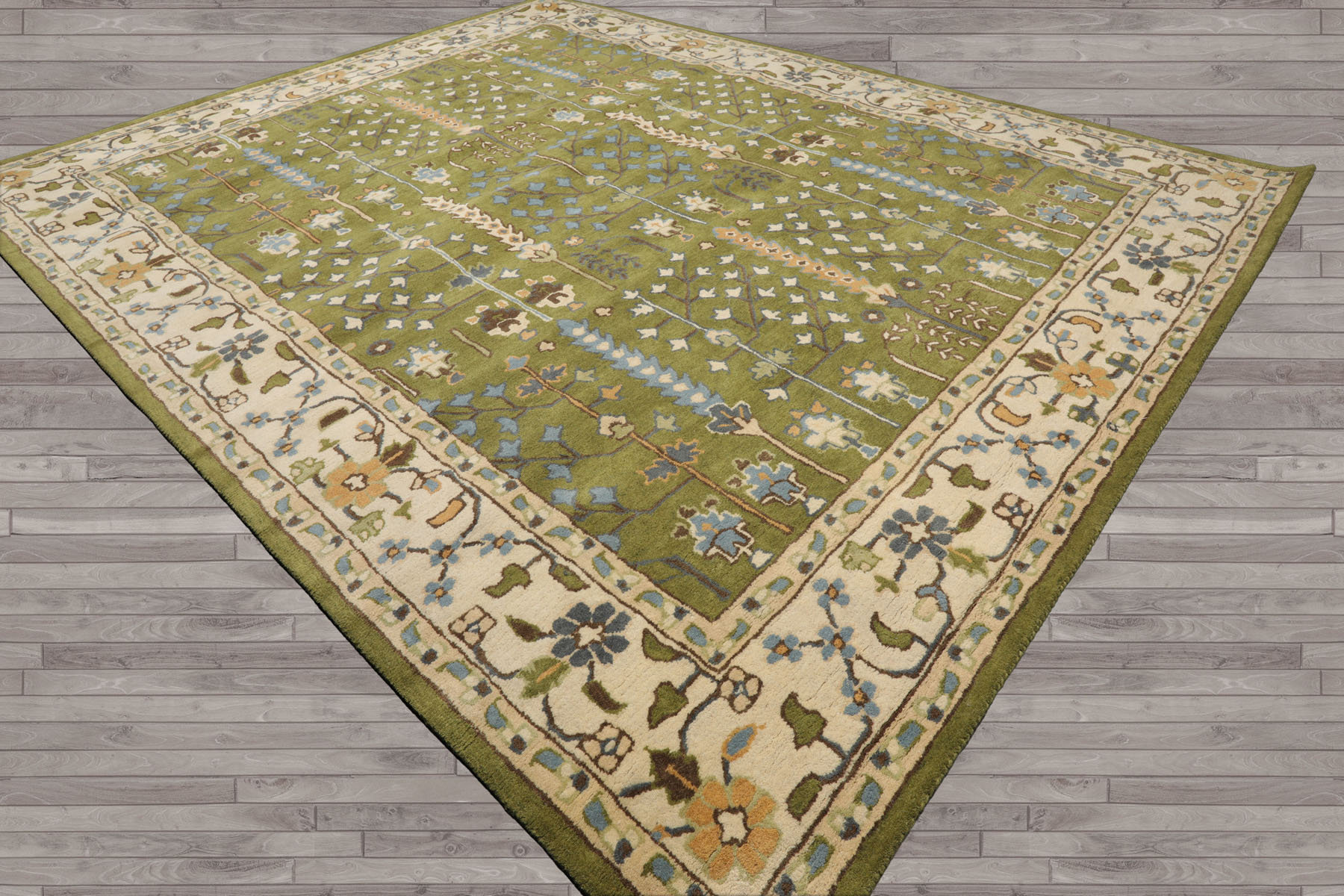 Bungalow Rose Handcrafted Green Arts and Crafts Wool Rug 8x10 ...