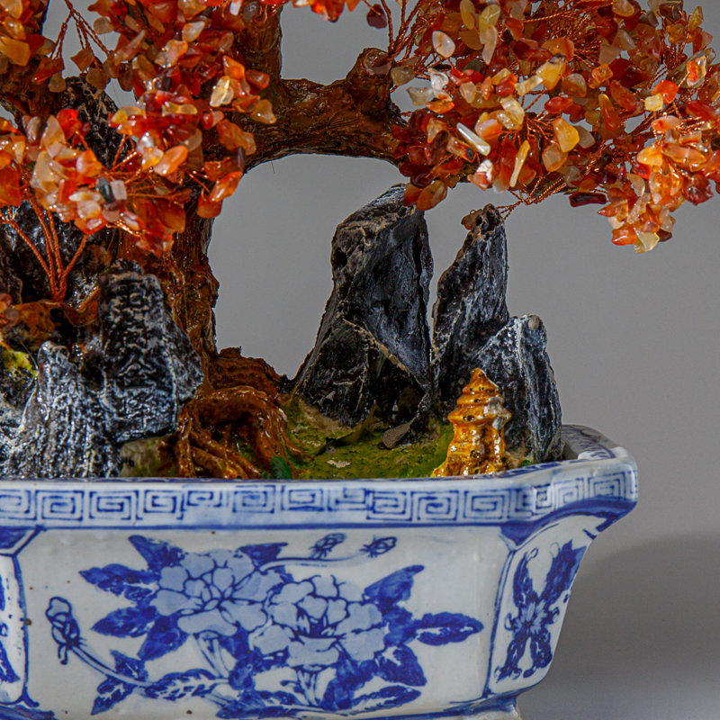Astro Gallery of Gems Genuine Carnelian Gemstone Bonsai Tree in Square ...