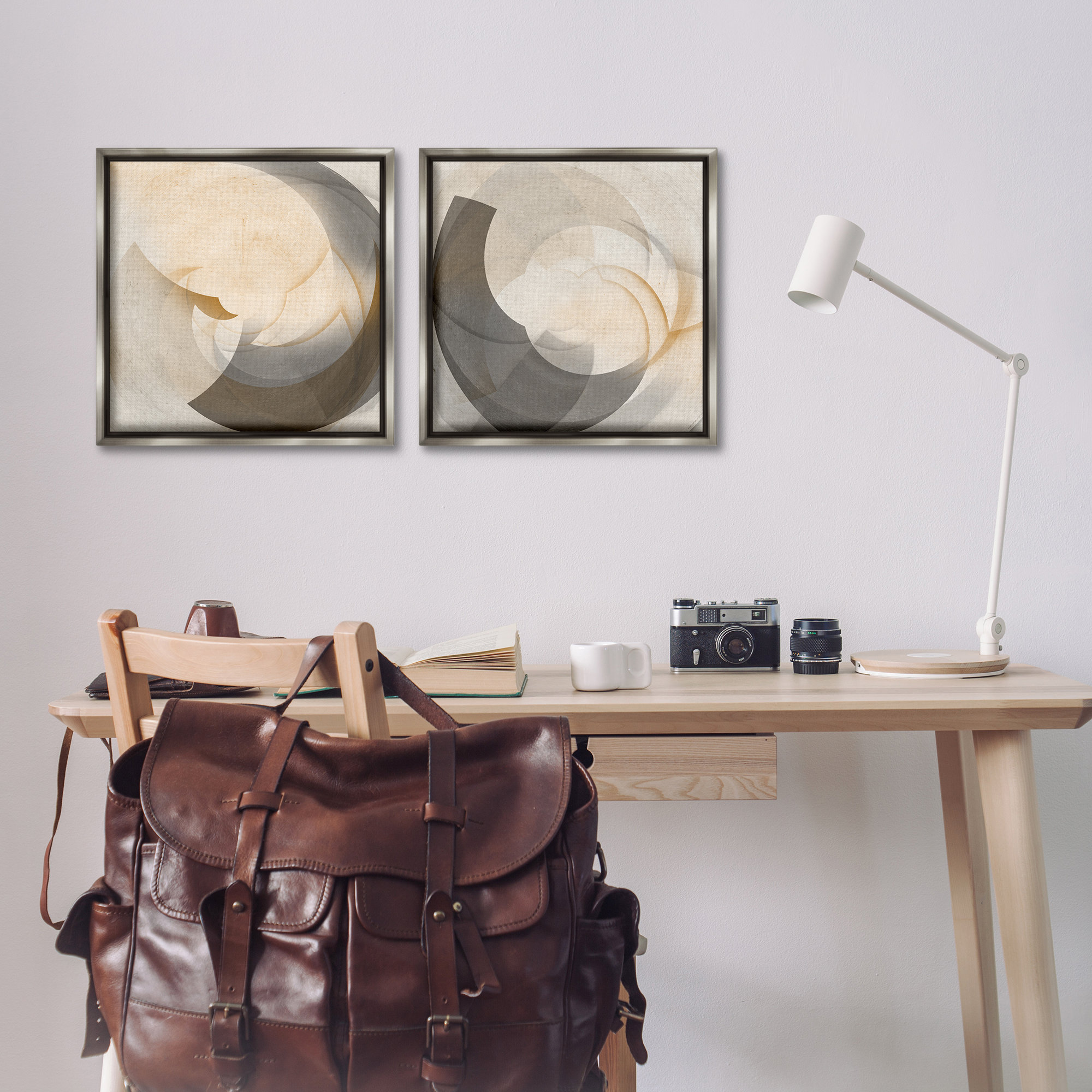 Ivy Bronx Shadowed Swoop Abstracts 2 PC Framed Floater Canvas Set by ...