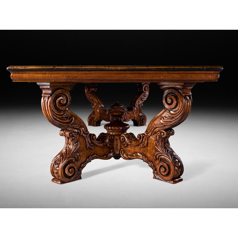 David Michael 137" Walnut Solid Wood Trestle Dining Table | Perigold