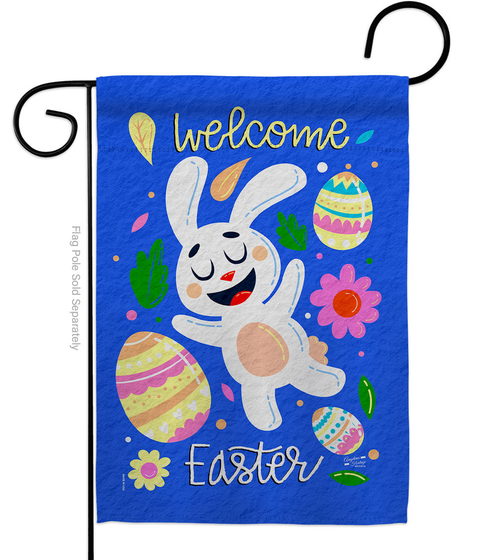 The Holiday Aisle® Fuuny Easter Bunny House Flag Springtime 28 X40 ...