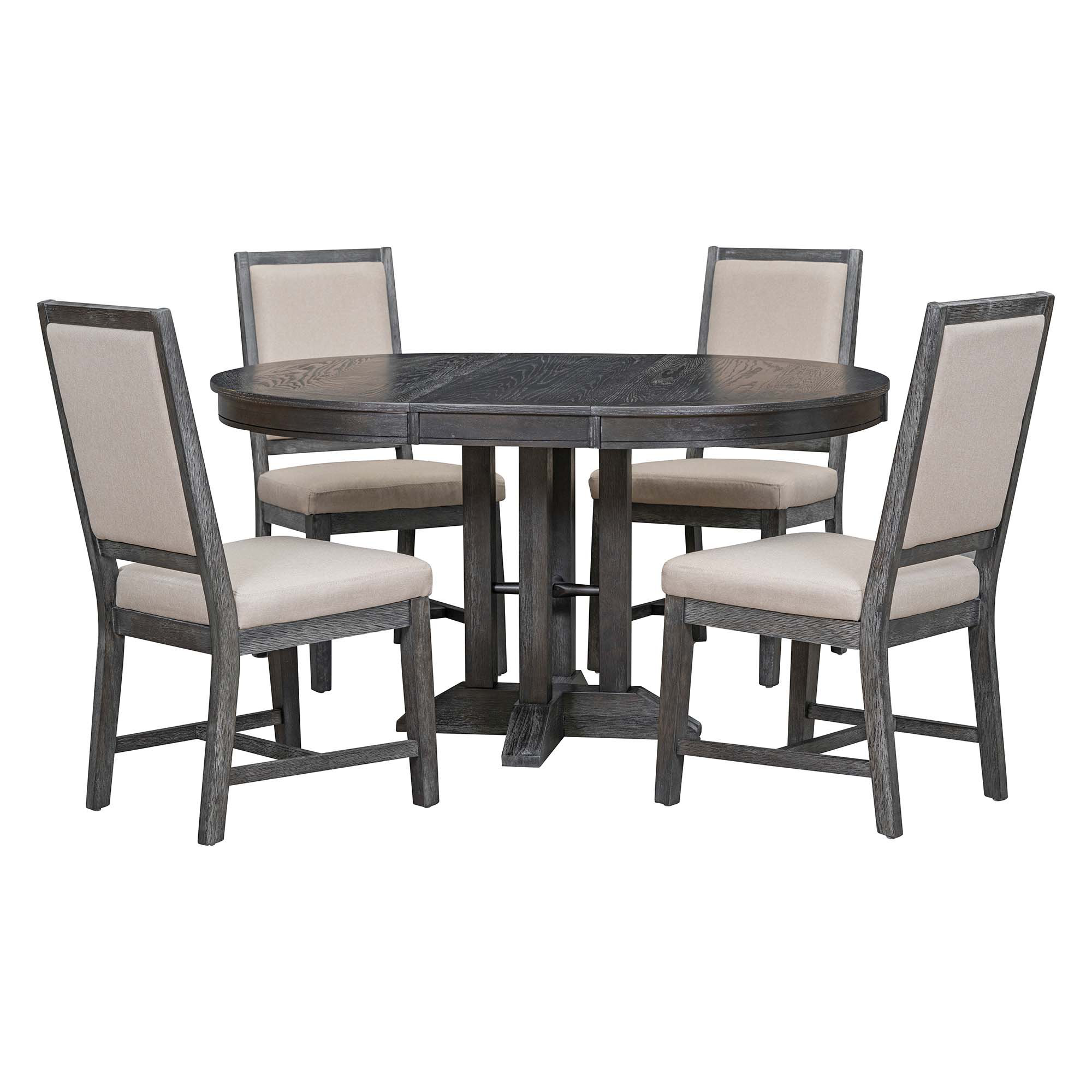 Lark Manor™ 5-Piece Dining Set Extendable Round Table And 4 Upholstered ...
