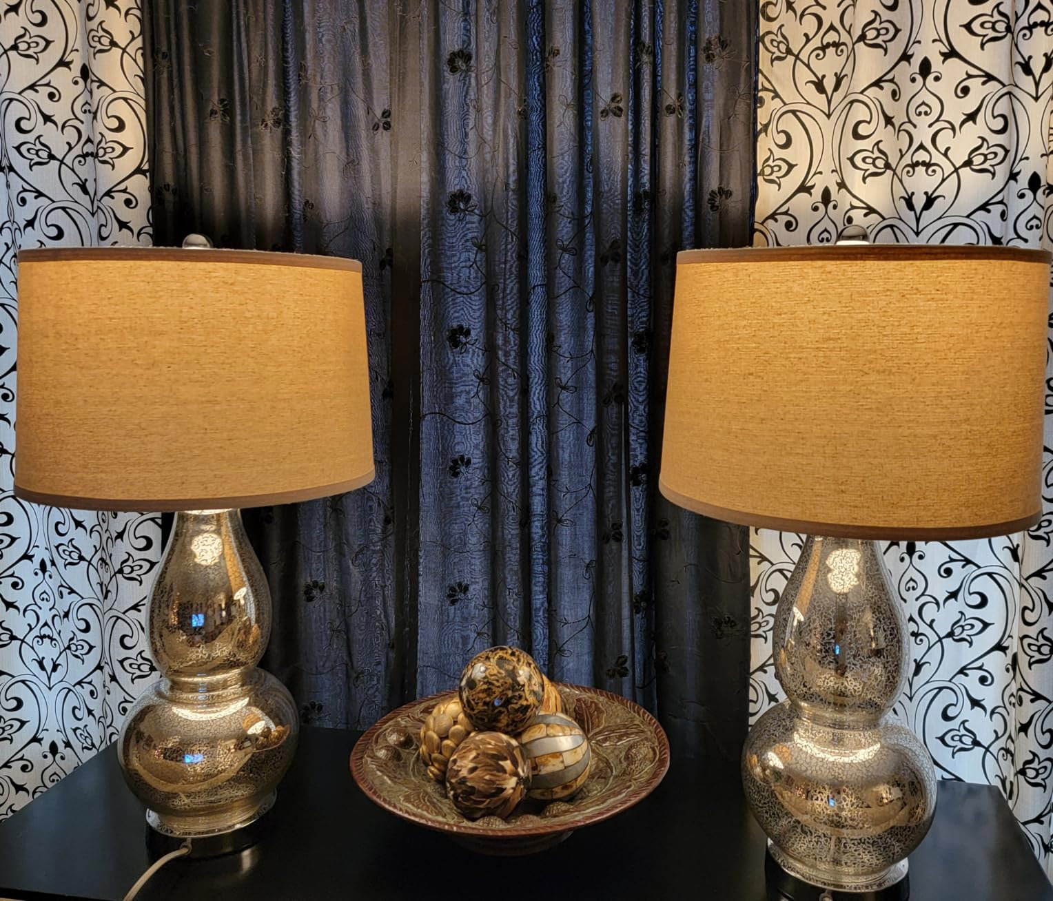 Tiprol Glass Double Gourd Nightstand Table Lamp Set of 2 (LED Bulbs ...